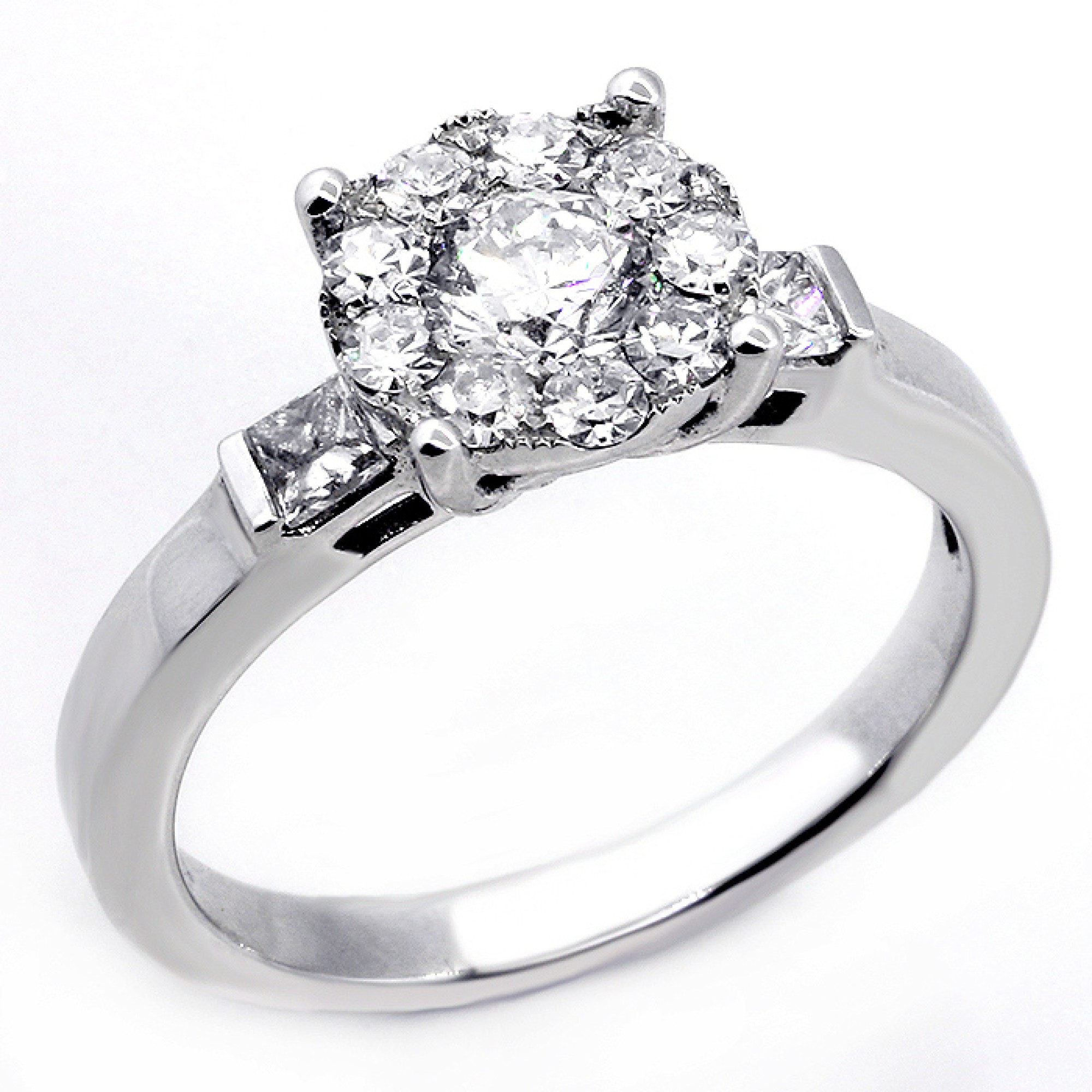1 12 Ct Round Cut Diamond Engagement Ring Set In 18k White Gold Cheap