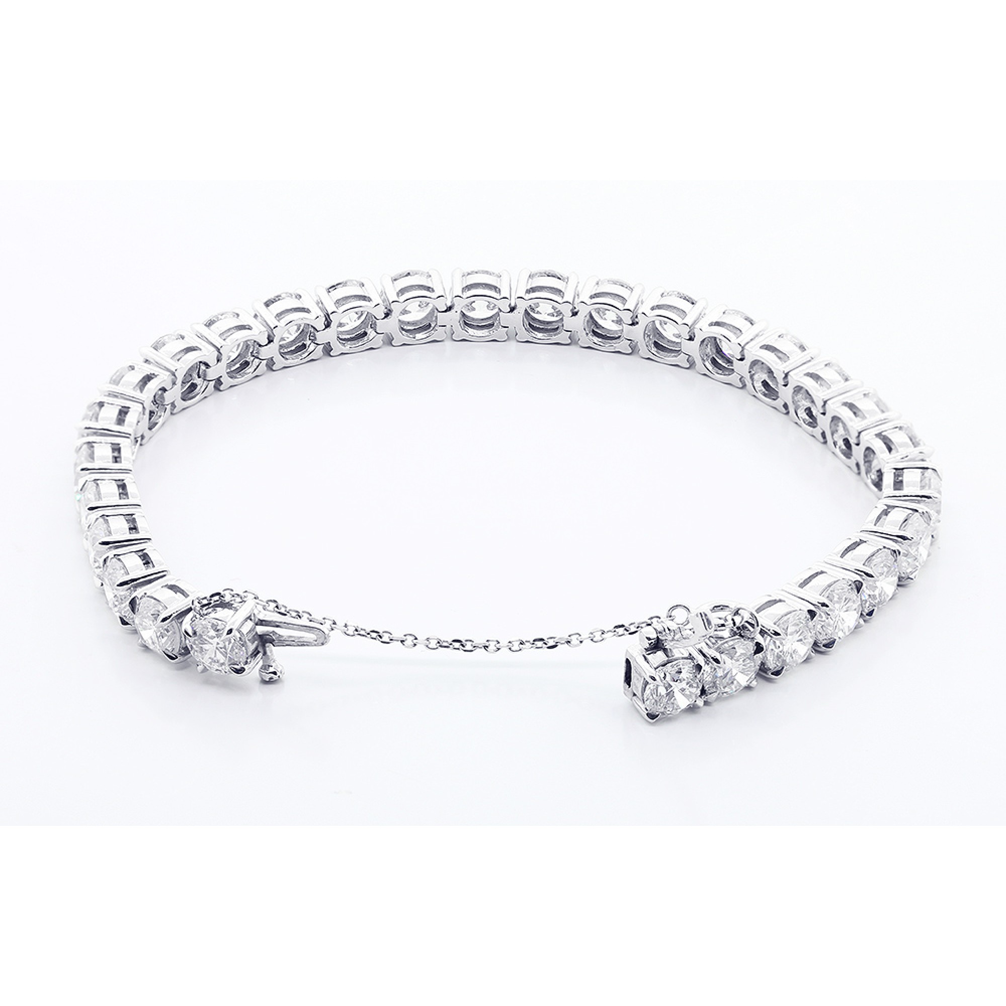 Round Cut Diamond Tennis Bracelet Set in 14K White Gold,Cheap Diamond ...
