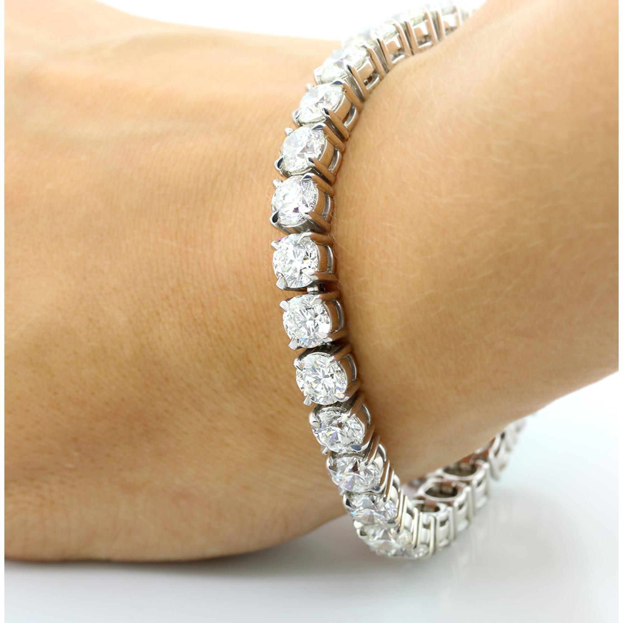 Round Cut Diamond Tennis Bracelet Set in 14K White Gold,Cheap Diamond ...