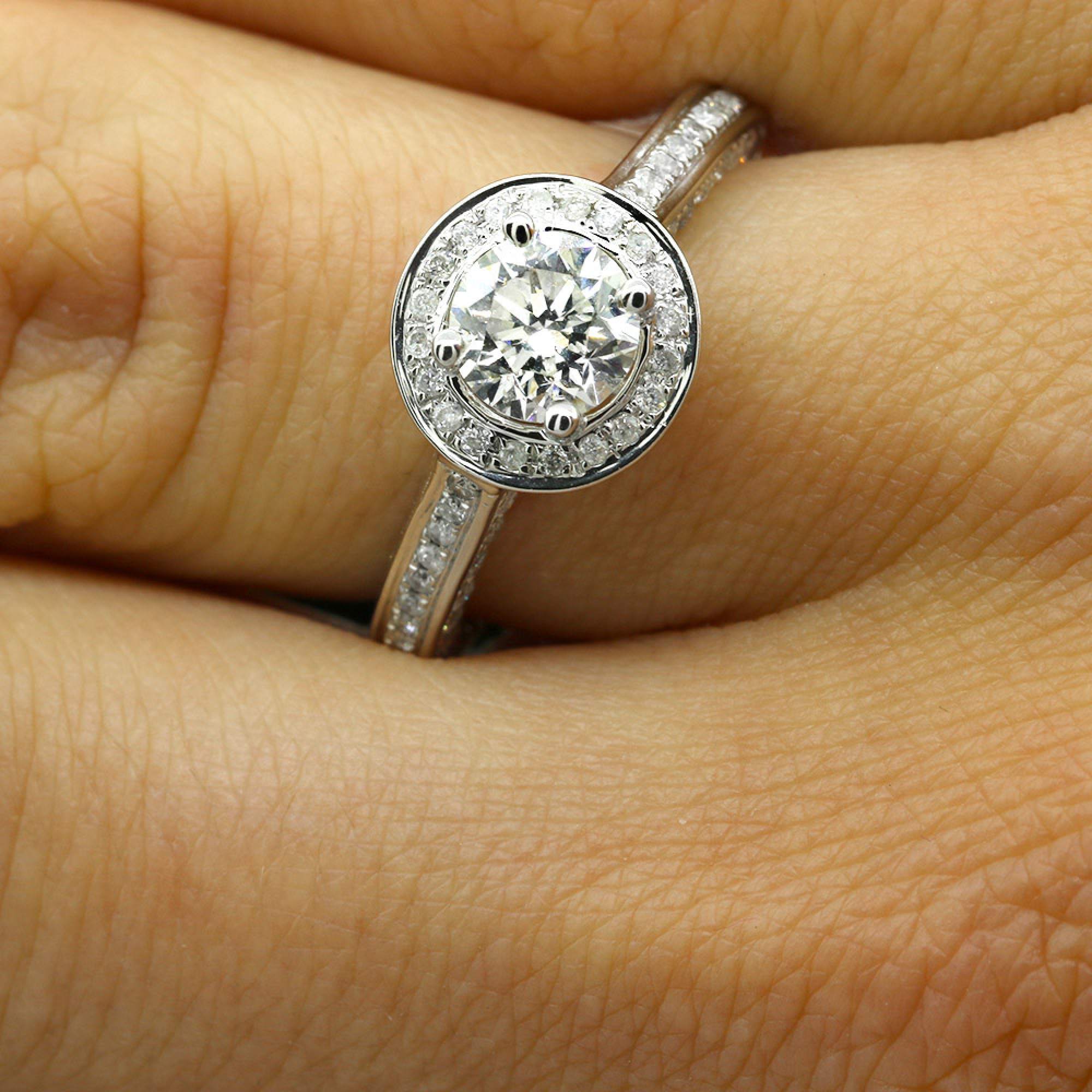 2.32 Cts Round Cut Diamond Engagement Ring set in 14K white gold,Cheap ...