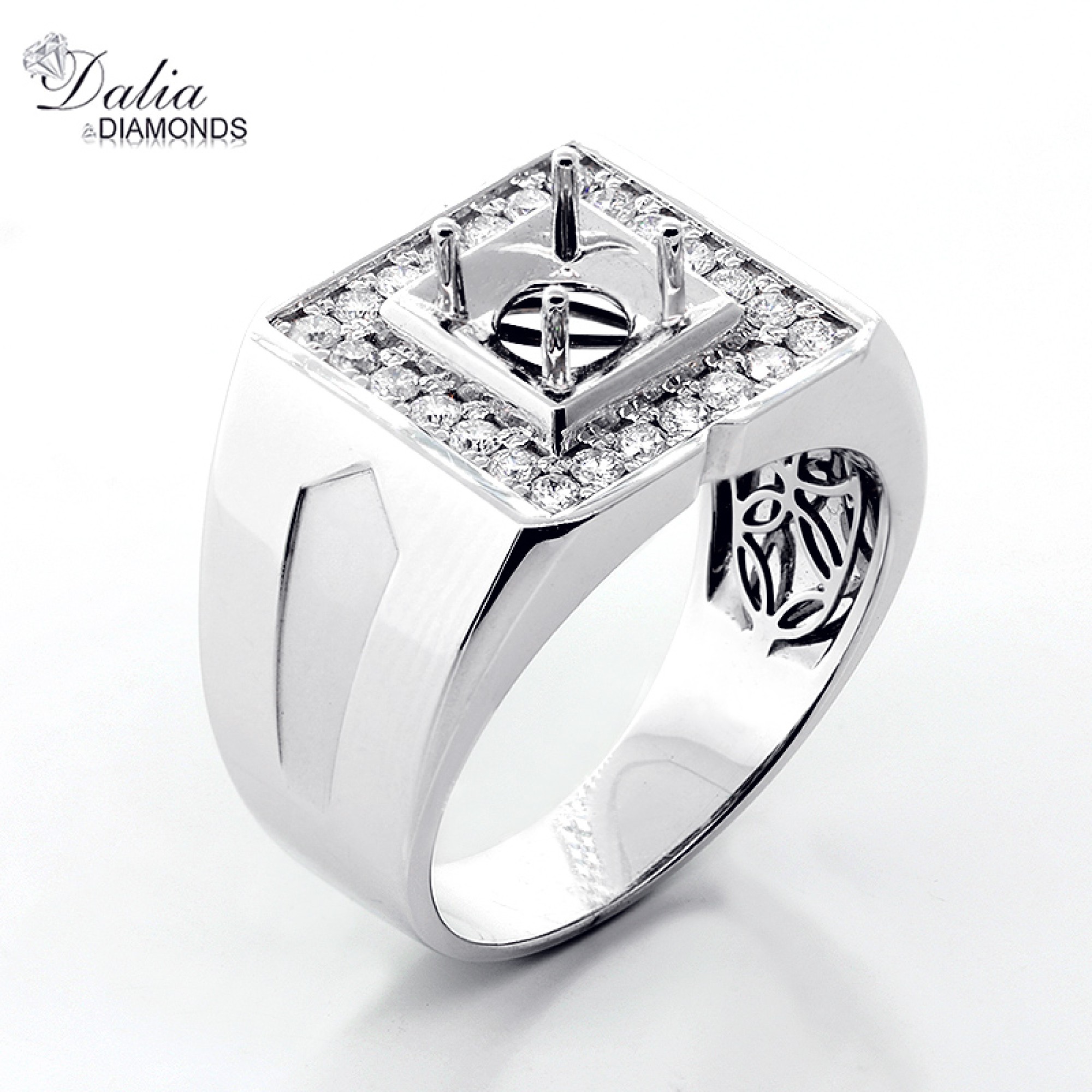 0.54 Cts Round Cut Diamond Men's Ring Set in 14K White Gold,Cheap ...