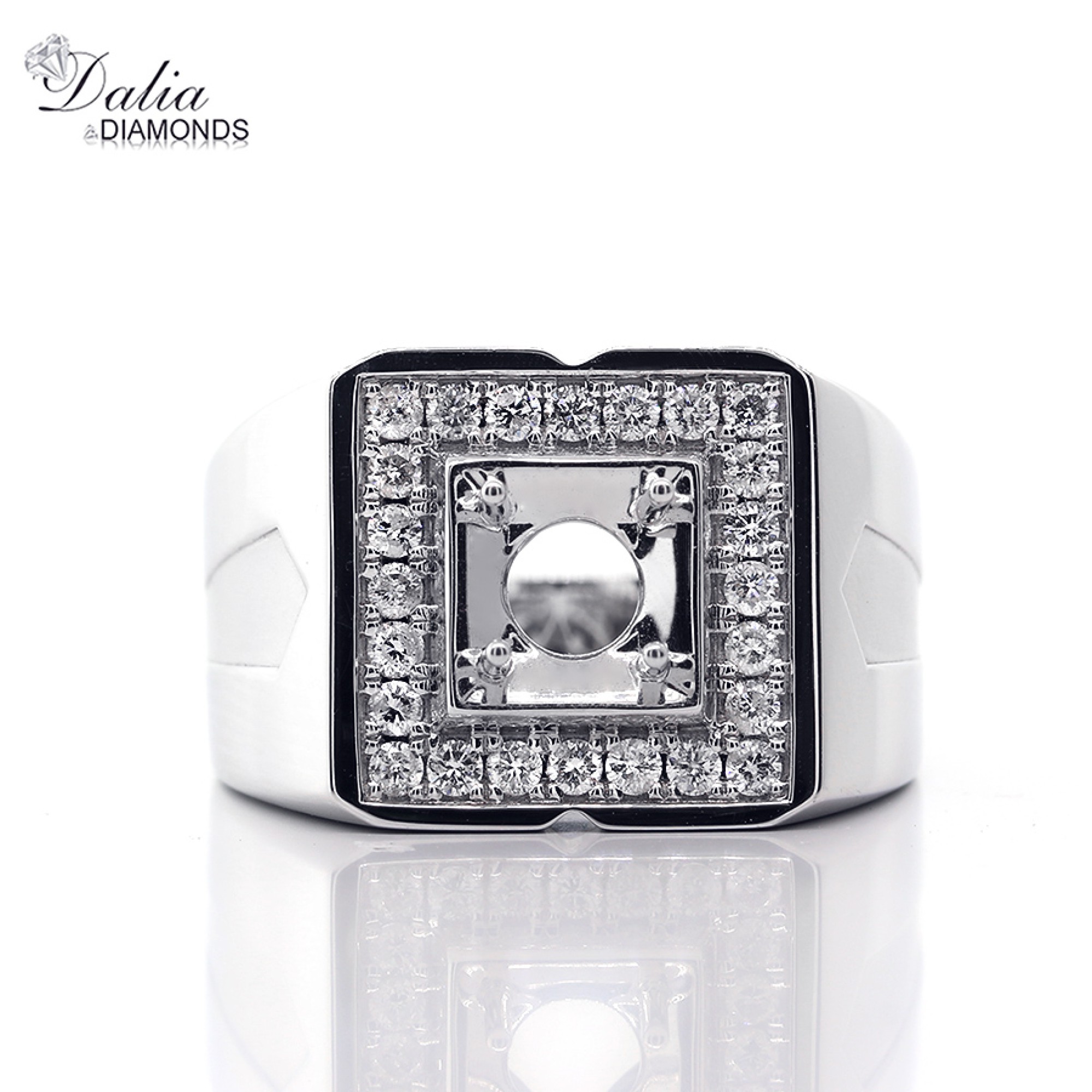 0.54 Cts Round Cut Diamond Men's Ring Set in 14K White Gold,Cheap ...