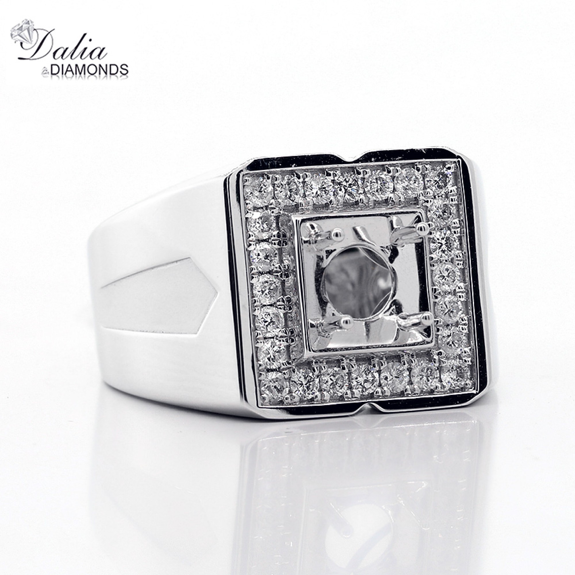 0.54 Cts Round Cut Diamond Men's Ring Set in 14K White Gold,Cheap ...