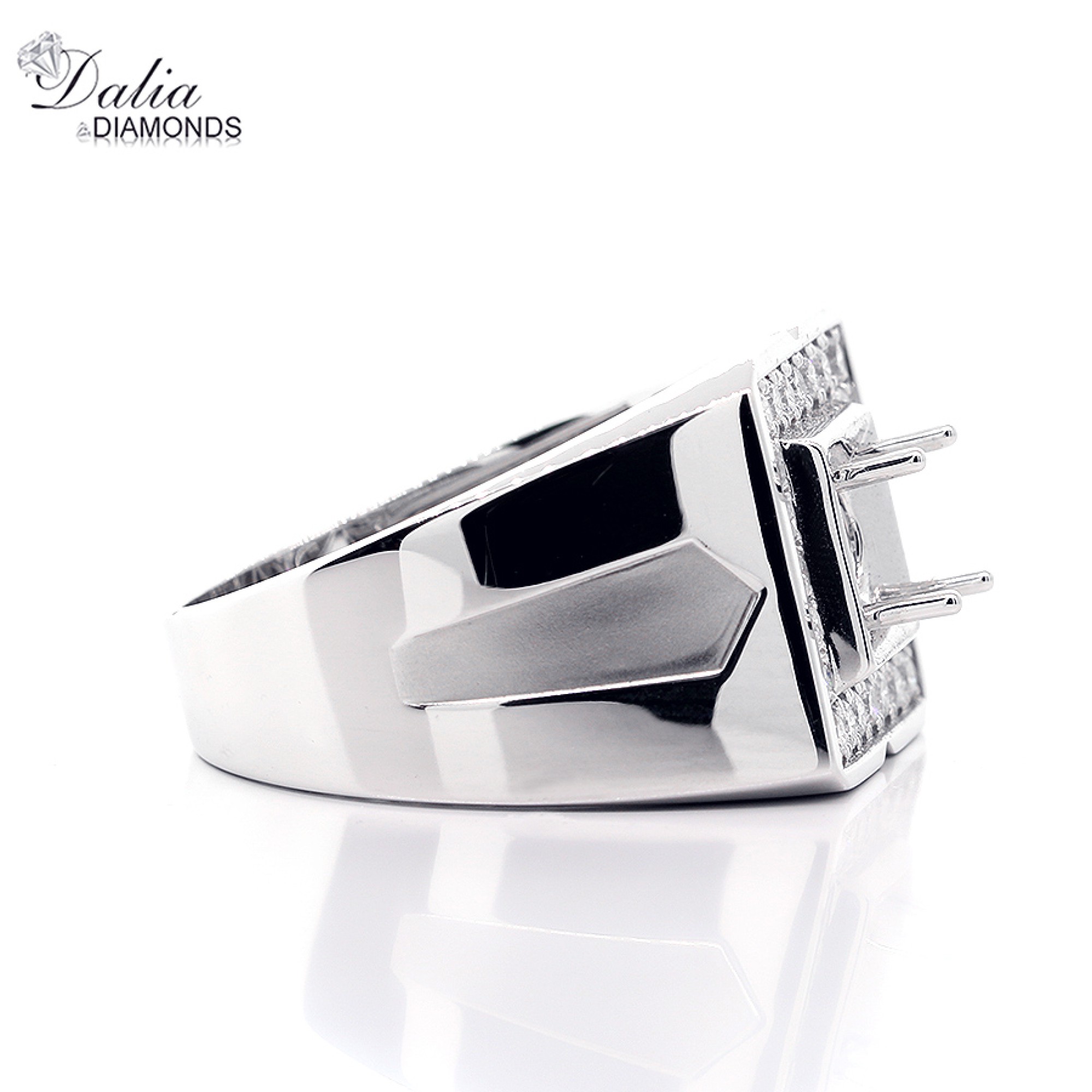 0.54 Cts Round Cut Diamond Men's Ring Set in 14K White Gold,Cheap ...