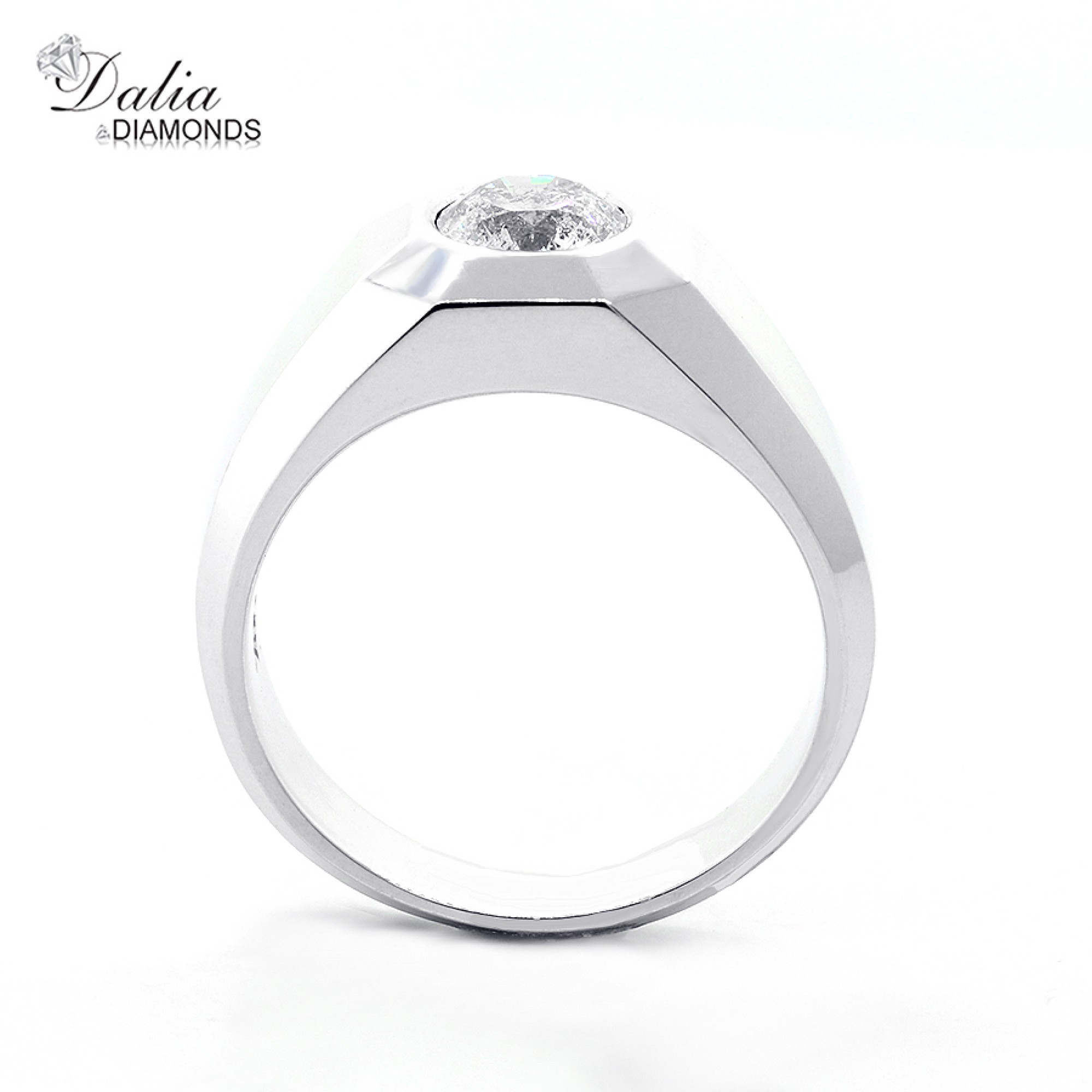 1.00 Ct Round Cut Diamond Men's Ring set in 14K White Gold,Cheap ...