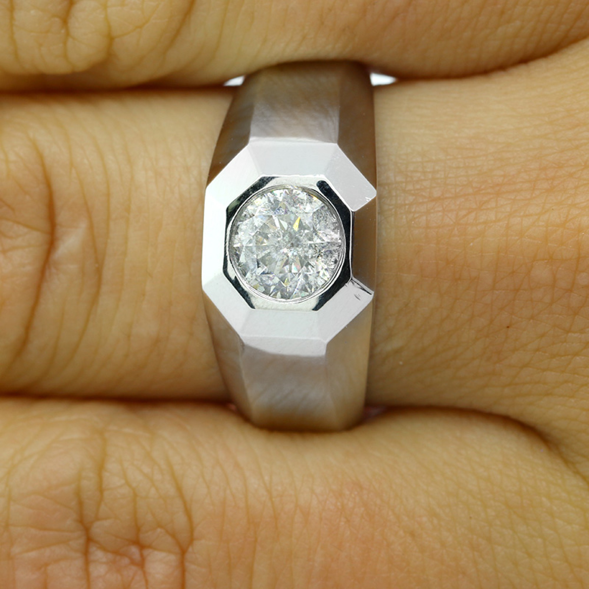 1.00 Ct Round Cut Diamond Men's Ring set in 14K White Gold,Cheap ...