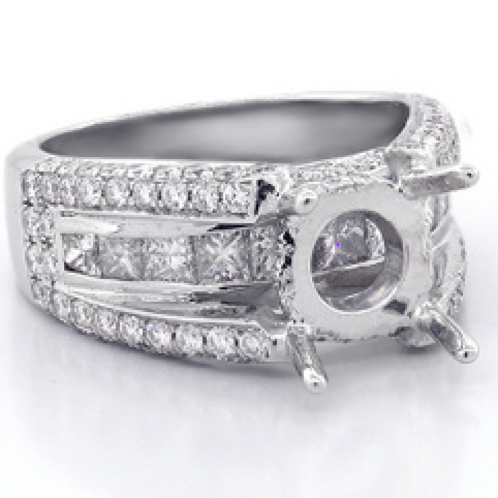 Bridge princess cut diamond engagment ring setting 2.00 carats set in ...